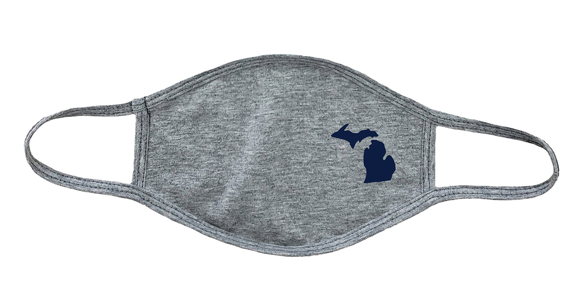 Michigan Face Mask | Gray and Navy State of Michigan Mask – Jupmode
